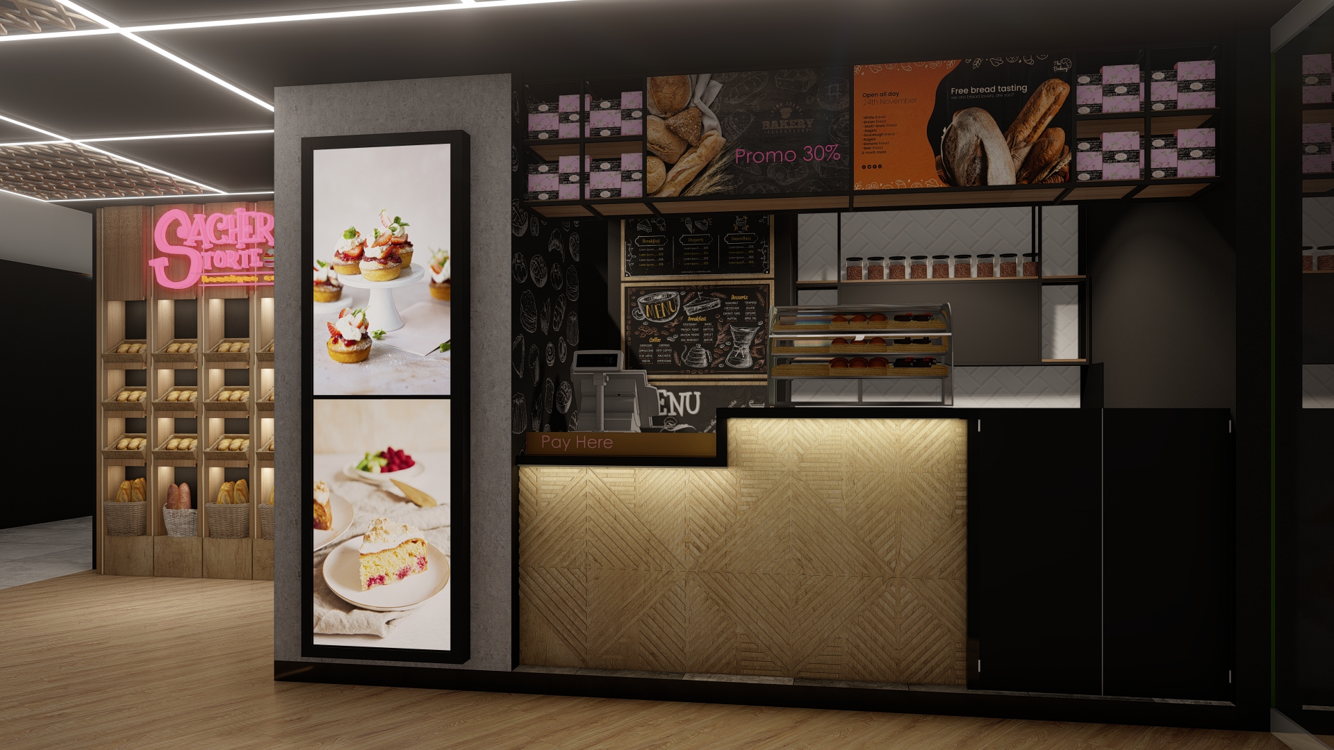 Desain Booth Toko Roti Pim Jakarta - NMD Architect